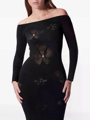 MARGHERITA MACCAPANI Monogram-pattern Midi Dress - Black