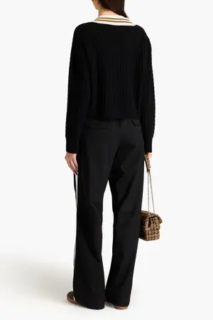 Sandro Grosgrain-trimmed Twill Wide-leg Pants