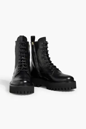 Maje Embossed Leather Combat Boots