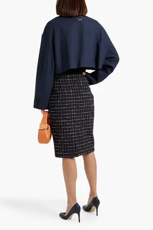 Veronica Beard Nervi Checked Tweed Pencil Skirt
