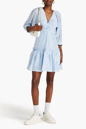 Sandro Ruffled Linen-blend Mini Dress