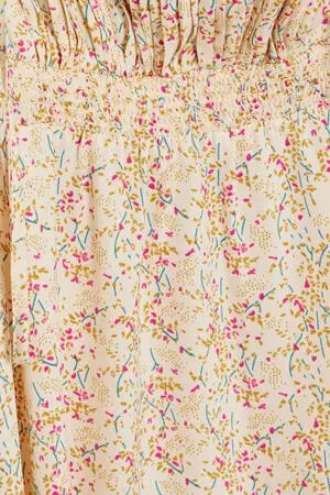 Maje Pintucked Floral-print Crepe Midi Dress