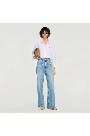 Sandro Faded Straight-Leg Jeans - Blue