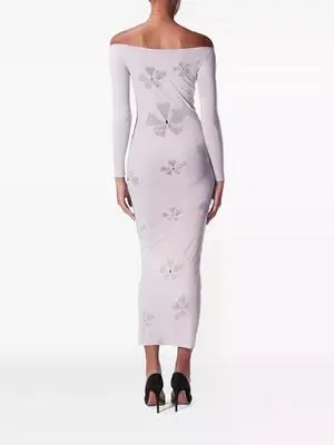 MARGHERITA MACCAPANI Monogram-pattern Midi Dress - White