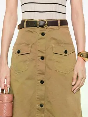 Saint Laurent Front-pocket Buttoned Skirt - Brown