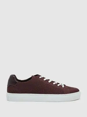 REISS Finley Knitted Low-top Trainers - Plum Purple