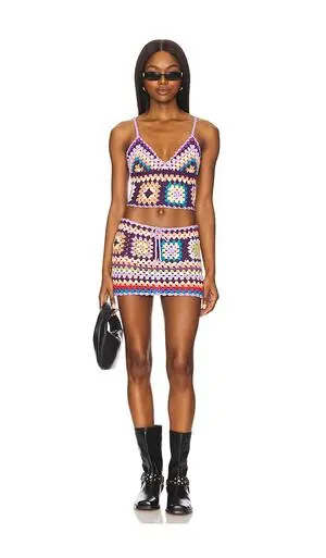 MORE TO COME Alcie Crochet Skirt Set - Multi