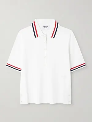 Thom Browne Striped Jersey Polo Shirt - White
