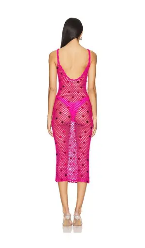 MORE TO COME Adelida Crochet Midi Dress With Sequin Embellishments