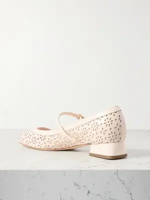 ROGER VIVIER Très Vivier Perforated Leather Mary Jane Pumps - White