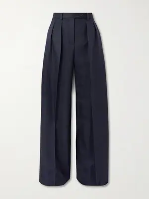 Loro Piana Devin Pleated Wide-leg Pants - Blue