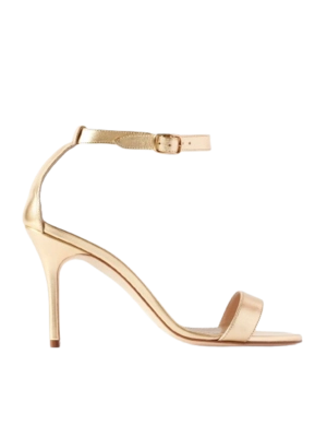 Manolo Blahnik Manolo Blahnik Chaos 90 Metallic Leather Sandals Gold