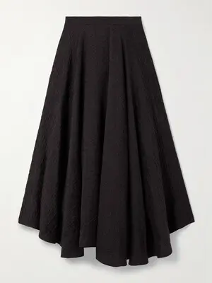 Loro Piana Elise Quilted Silk-cloqué Midi Skirt - Brown