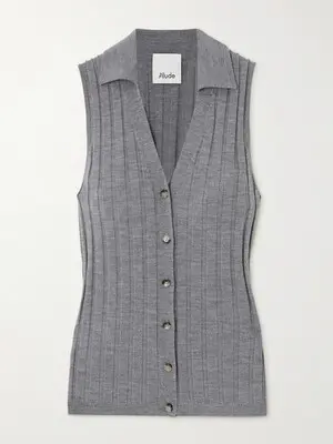 ALLUDE Ribbed Wool Vest