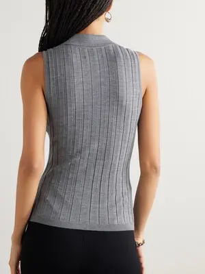 ALLUDE Ribbed Wool Vest