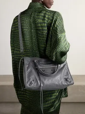 Balenciaga Le City Medium Textured-leather Tote - Gray