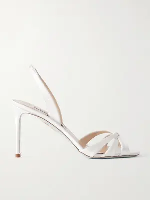 AQUAZZURA Tati 85 Satin Slingback Sandals - White