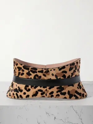 Alaïa Leather-trimmed Leopard-print Calf Hair Waist Belt