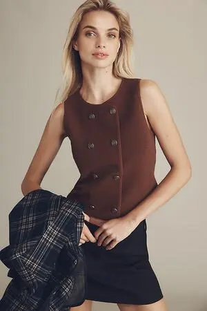 DOLAN LEFT COAST Sleeveless Structured Top - Chocolate Brown