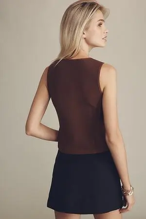 DOLAN LEFT COAST Sleeveless Structured Top - Chocolate Brown