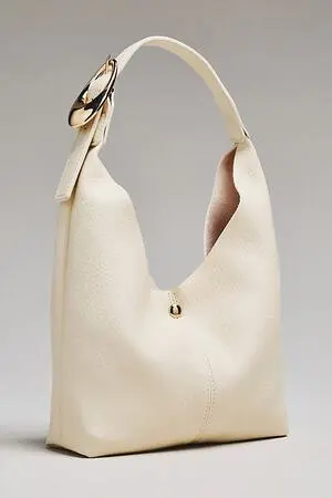Anthropologie Love Knot Mini Buckle Slouchy Tote Bag - Cream