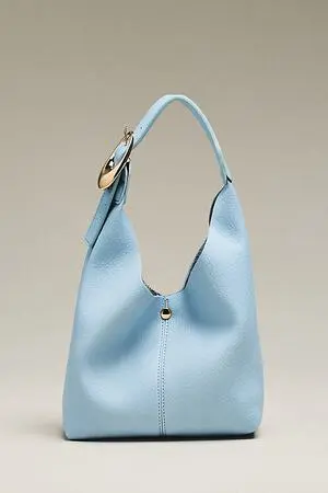 Anthropologie Love Knot Mini Buckle Slouchy Tote Bag - Light Blue