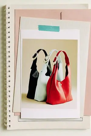 Anthropologie Love Knot Mini Buckle Slouchy Tote Bag - Red
