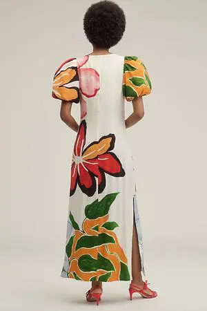 Anthropologie Puff-sleeve A-line Maxi Dress