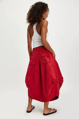 Free People Willow Poplin Maxi Skirt - Rubies