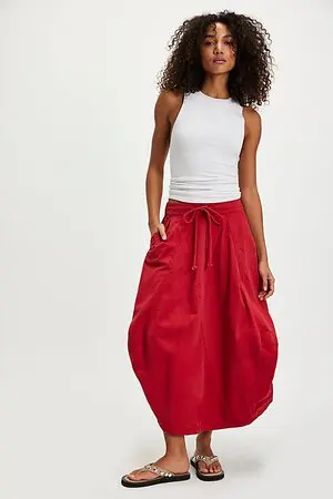 Free People Willow Poplin Maxi Skirt - Rubies