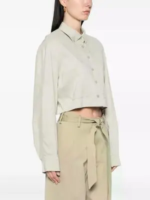 LOW CLASSIC Pocket Cropped Shirt - Green