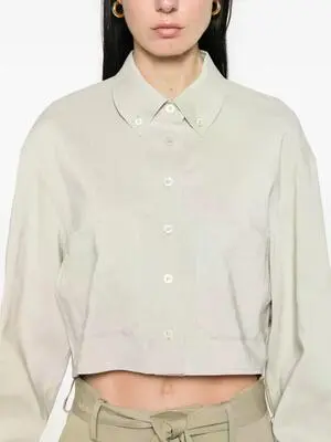 LOW CLASSIC Pocket Cropped Shirt - Green