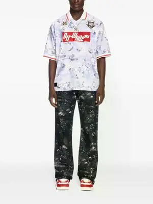 Off-White Printed V-neck Soccer T-shirt