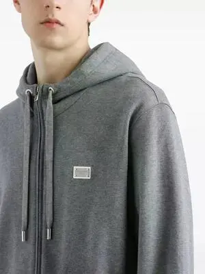 Dolce & Gabbana Zip-up Cotton Hoodie - Grey