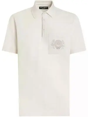 Dolce & Gabbana Logo-embroidered Polo Shirt - Neutrals
