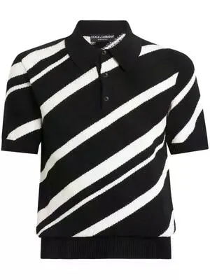 Dolce & Gabbana Striped Polo Shirt - Black