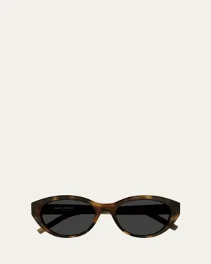 Saint Laurent Recycled Acetate Round Sunglasses Havana