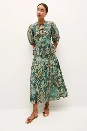 MARIE OLIVER Owens Embroidered Midi Skirt - Primavera