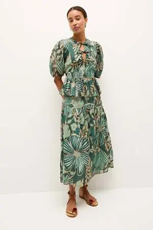 MARIE OLIVER Owens Embroidered Midi Skirt - Primavera
