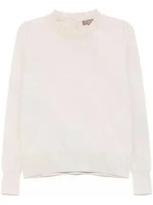 N.peal Woven Ruffle Sweater - Neutrals