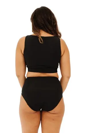 LIME RICKI SWIMWEAR Knotted Crop Top - Black