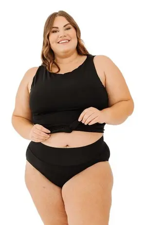 LIME RICKI SWIMWEAR Knotted Crop Top - Black