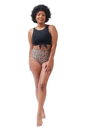 LIME RICKI SWIMWEAR Knotted Crop Top - Black