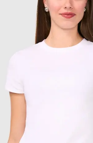 Halogen Rib Stretch Cotton T-shirt - Bright White
