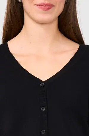 Halogen V-neck Cardigan - Rich Black
