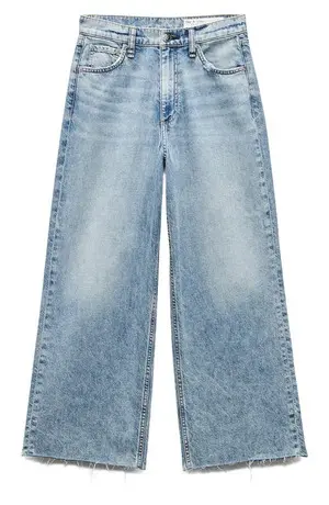 Rag & Bone Featherweight Andi High Waist Ankle Wide Leg Jeans - Beacon
