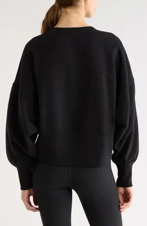 Zella Relaxed Fit Fleece Sweatshirt - Black