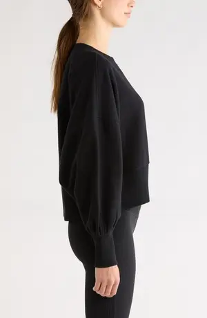 Zella Relaxed Fit Fleece Sweatshirt - Black