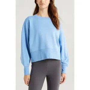 Zella Relaxed Fit Fleece Sweatshirt - Blue Azurine