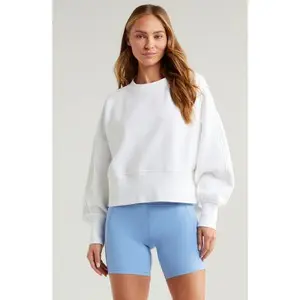 Zella Relaxed Fit Fleece Sweatshirt White